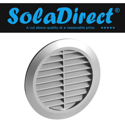 Silver Louvred Wall Vent Grille with Flyscreen for 100 mm / 4" Round Wall Outlet - Air ...