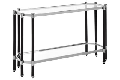 Silver Metal Console Table with Black Legs
