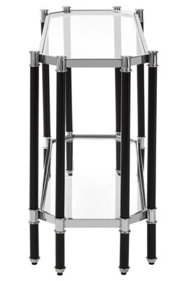 Silver Metal Console Table with Black Legs