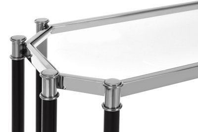 Silver Metal Console Table with Black Legs