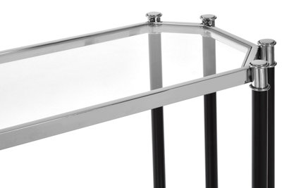 Silver Metal Console Table with Black Legs