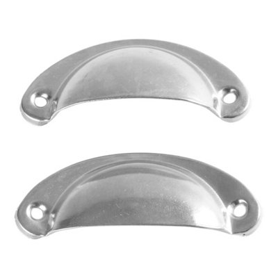 Silver Metal Shell Cup Kitchen Cabinet Drawer Pull Handle Brass Effect ...
