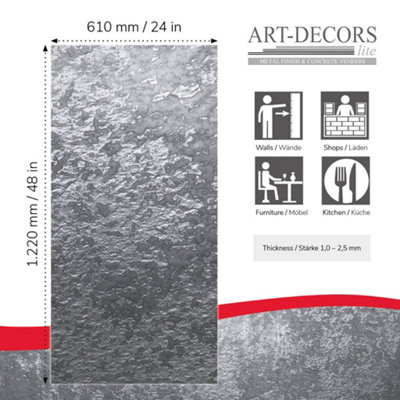 Silver Metal Veneer 30 x 20cm SAMPLE