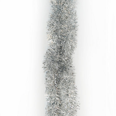 Silver Metallic Shiny Christmas Tinsel Garland for Xmas Tree & Home ...