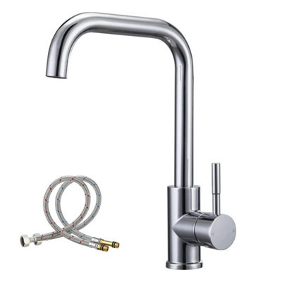 Silver Modern Kitchen Sink Mixer Taps Swivel Spout Single Lever Tap ...