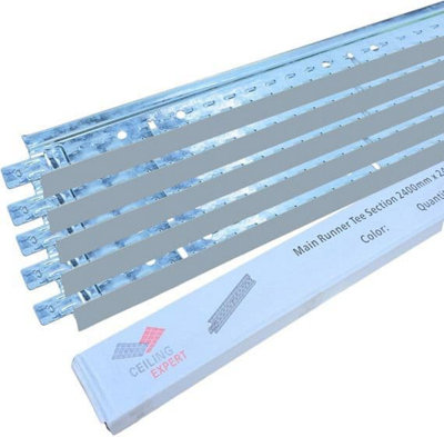 Silver or Brushed Chrome Suspended Ceiling Grid Main Tee Section Bar ...