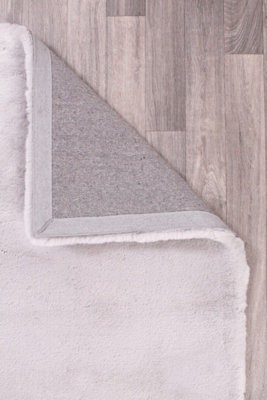 Silver Plain Shaggy Modern Easy to Clean Rug For Dining Room Bedroom ...