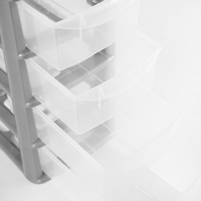 Silver Plastic 4 Drawer Tower Storage Unit Small A5 Stationery Filing ...