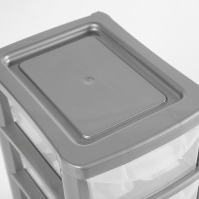 Silver Plastic 4 Drawer Tower Storage Unit Small A5 Stationery Filing ...