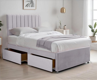 Silver Plush 5FT King Size Bed with Matttress 2 Storage Drawers and 20 ...