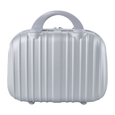 Silver Portable Lightweight Hard Shell Travel Cosmetic Case 30cm W x 14 ...