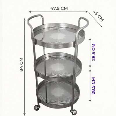 Silver Rustic 3-Tier Drinks Trolley