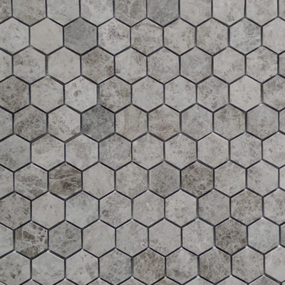 Silver Shadow Marble Hexagon Mosaic SAMPLE