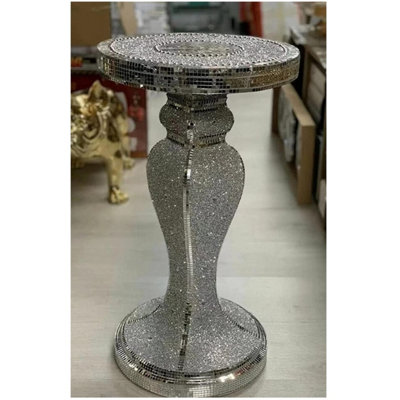 Silver Side Table Crushed Diamond Glitter Mirrored End Table F056 | DIY ...