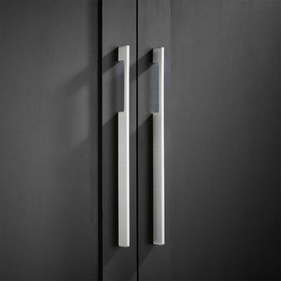 Silver Slimline Square Cabinet Pull Handle - Solid Brass - Hole Centre ...
