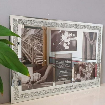 Silver Sparkle Photo Frame Multi Aperture Picture For 6 Photos (50Cmx34Cm)