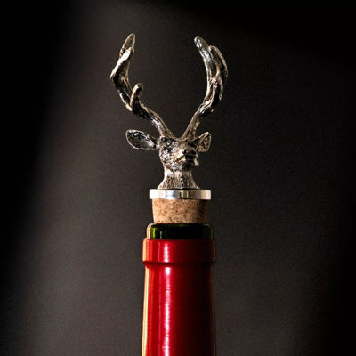 SILVER STAG CORK BOTTLE STOPPER