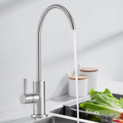 Silver Stainless Steel Brushed Kitchen Tap Kitchen Water Filter Faucet
