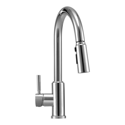SILVER STAINLESS STEEL SIDE LEVER KITCHEN SPRING NECK PULL OUT KITCHEN ...