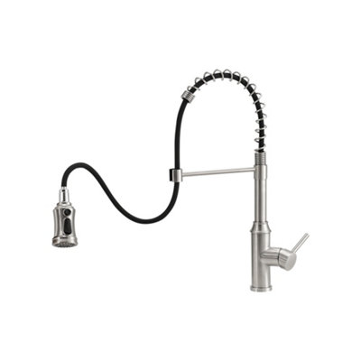 Silver Stainless Steel Side Lever Kitchen Spring Neck Pull Out Kitchen ...