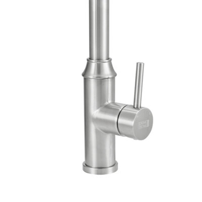 Silver Stainless Steel Side Lever Kitchen Spring Neck Pull Out Kitchen ...