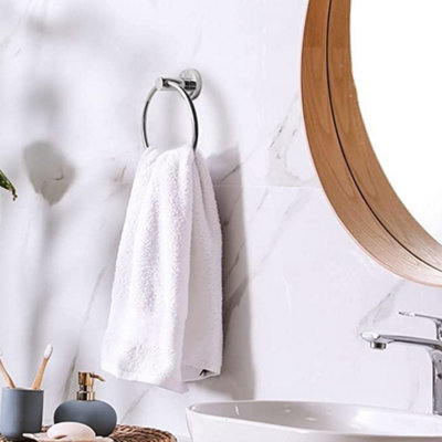 SILVER STAINLESS STEEL WALL MOUNTED TOILET ROLL HOLDER AND TOWEL RING ...