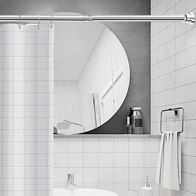 Silver Telescopic Shower Curtain Rod Extendable