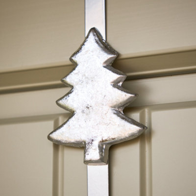 Silver Tree Over Door Christmas Decoration Wreath Hanger Hook