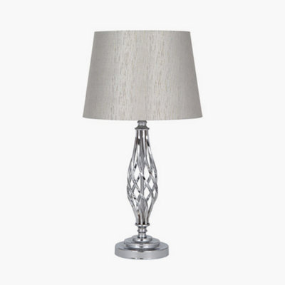 Silver Twist Detail Table Lamp For Living Room