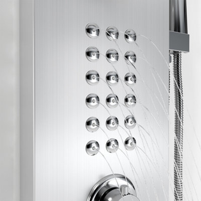 Silver Wall Mount Stainless Steel Shower Panel Tower System with Shelf ...