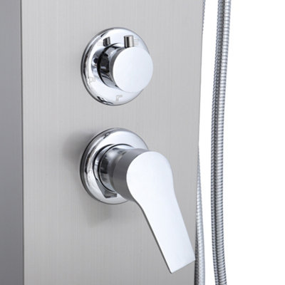 Silver Wall Mount Stainless Steel Shower Panel Tower System with Shelf ...