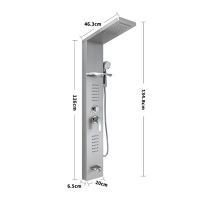 Silver Wall Mount Stainless Steel Shower Panel Tower System with Shelf ...