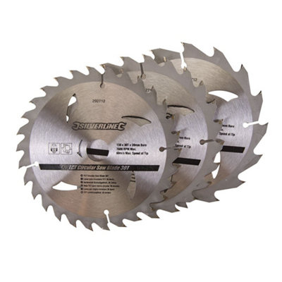 Silverline (292712) 150mm TCT Circular Saw Blades 16T 24T 30T Pack of 3