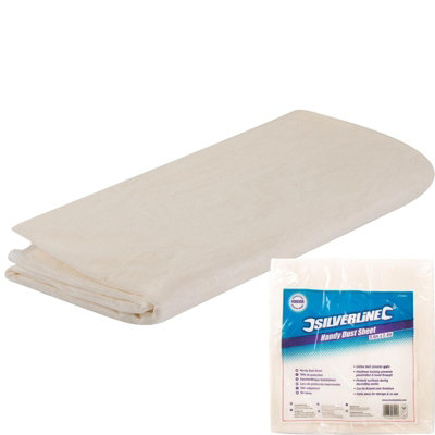 Silverline 3.6m X 2.7m Cotton Twill Absorbent Painting Decorating Dust ...