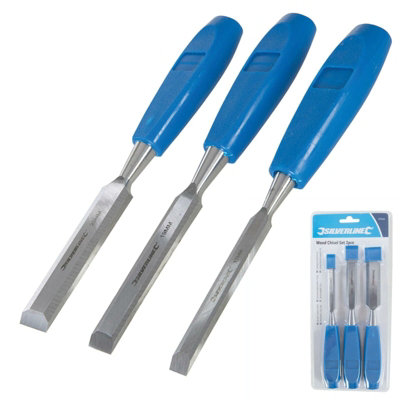 Silverline 3pc Wood Chisel Set Woodworking Carpentry Bevel Edge 13mm ...