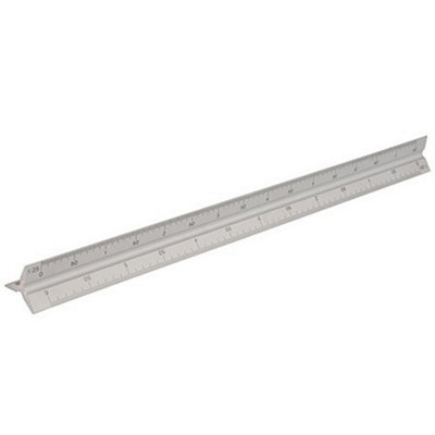 Silverline 731001 Tough Cast Shiny Aluminium Scale Rule, Triangular