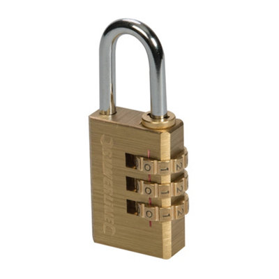 Silverline - Combination Padlock Brass - 3-Digit | DIY at B&Q