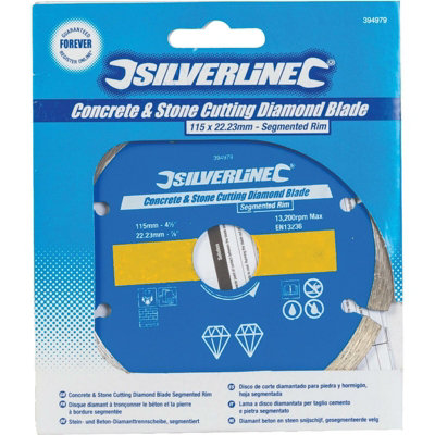 Silverline Concrete and Stone Cutting Diamond Segmented Rim Blade 115 x ...