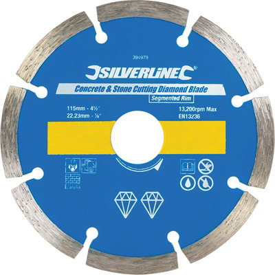 Silverline Concrete and Stone Cutting Diamond Segmented Rim Blade 115 x ...