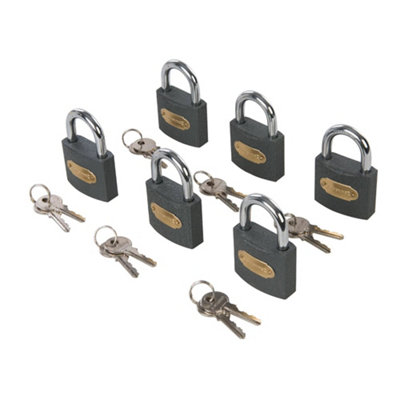 Silverline - Iron Padlock Keyed Alike 6pk - 50mm | DIY at B&Q