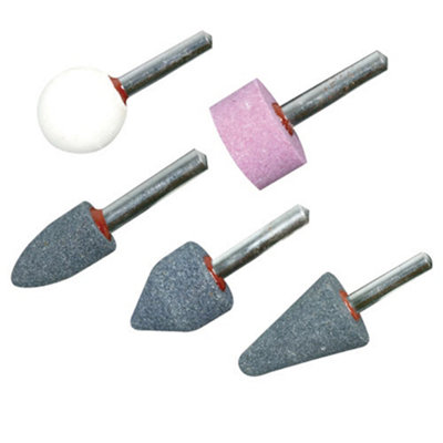 Silverline - Mounted Stone Set 5pce - 6mm Shank | DIY at B&Q
