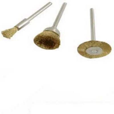 Silverline Rotary Tool Brass Wire Brush Set 3pce - 5, 15, 20mm Dia
