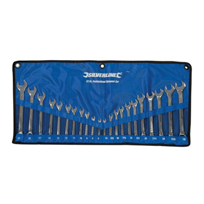 Silverline Spanner Set 22pc Combination AF Metric Wrench Set 6-22mm 1/4 ...