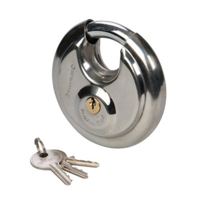 Silverline - Stainless Steel Disc Padlock - 90mm | DIY at B&Q