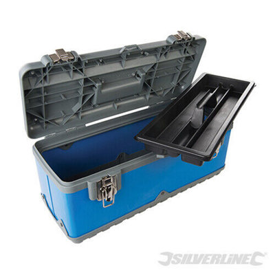 SILVERLINE TOOL BOX 23" STEEL BODY CHEST BAG STORAGE & REMOVABLE TRAY ...