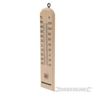 Silverline Wooden Thermometer - -40 to +50C