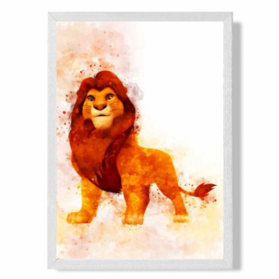 Buy Simba Watercolour Lion King Poster with Hanger / 33cm / White at B&Q