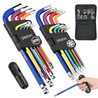 Simdao 18 Pcs Metric Hex Key Set, Allen with Color Coding and Torque ...