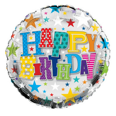 Simon Elvin 18 Inch Happy Birthday Starry Round Foil Balloon ...