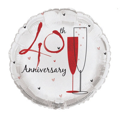 Simon Elvin 40th Anniversary Foil Balloon Silver/Red (One Size)
